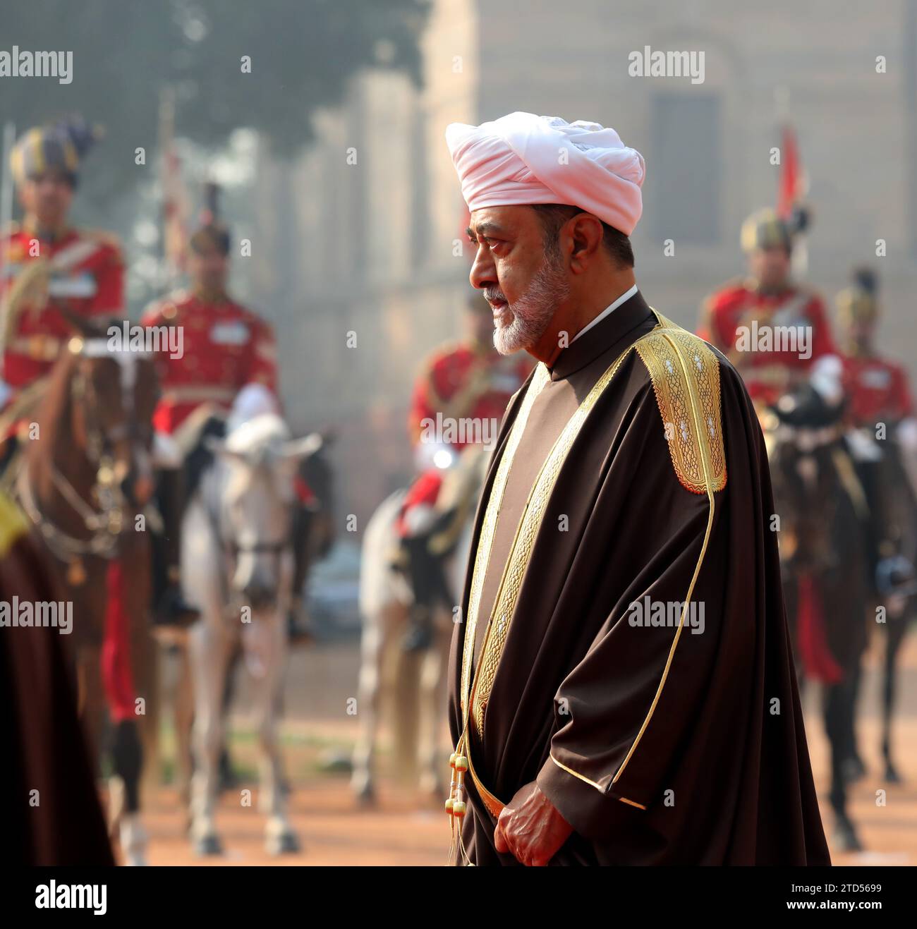 Oman’s Sultan Haitham bin Tarik seen during his ceremonial reception at ...
