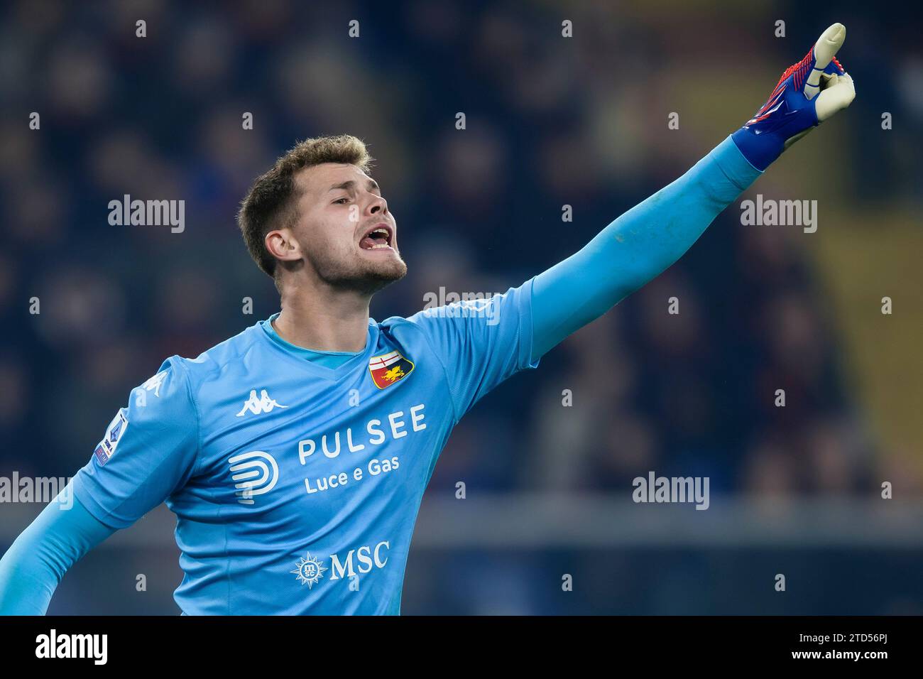 Genoa, Italy. 15 December 2023. Josep Martinez of Genoa CFC gestures ...