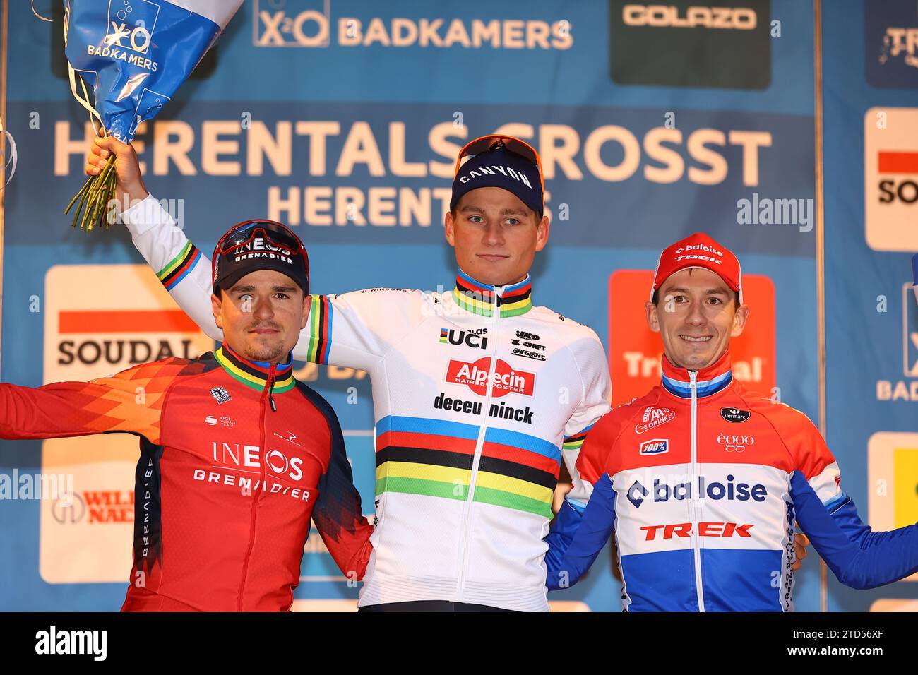 British Thomas Tom Pidcock, Dutch Mathieu Van Der Poel and Dutch Lars ...