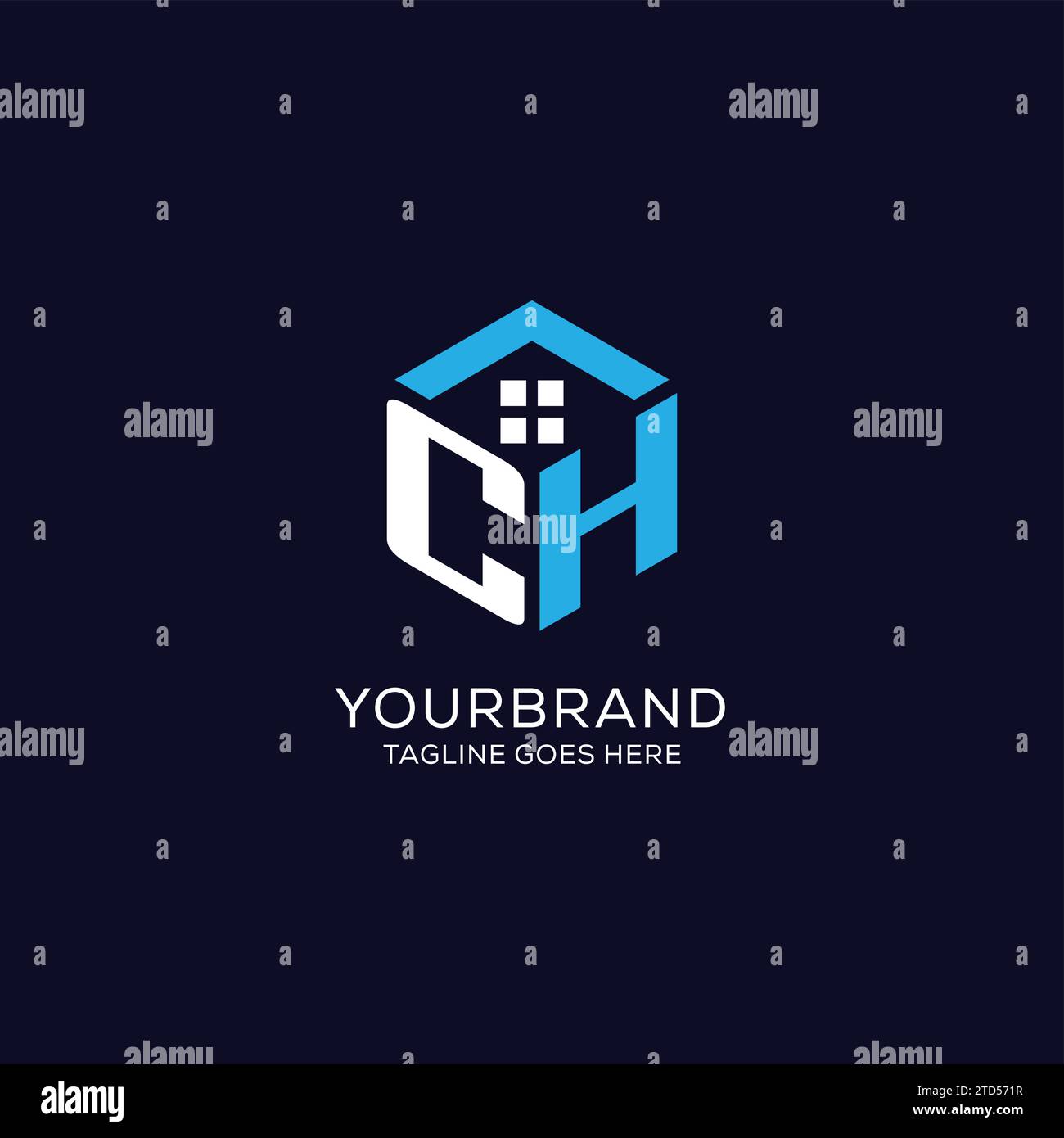Initial logo CH monogram with abstract house hexagon shape, clean and ...