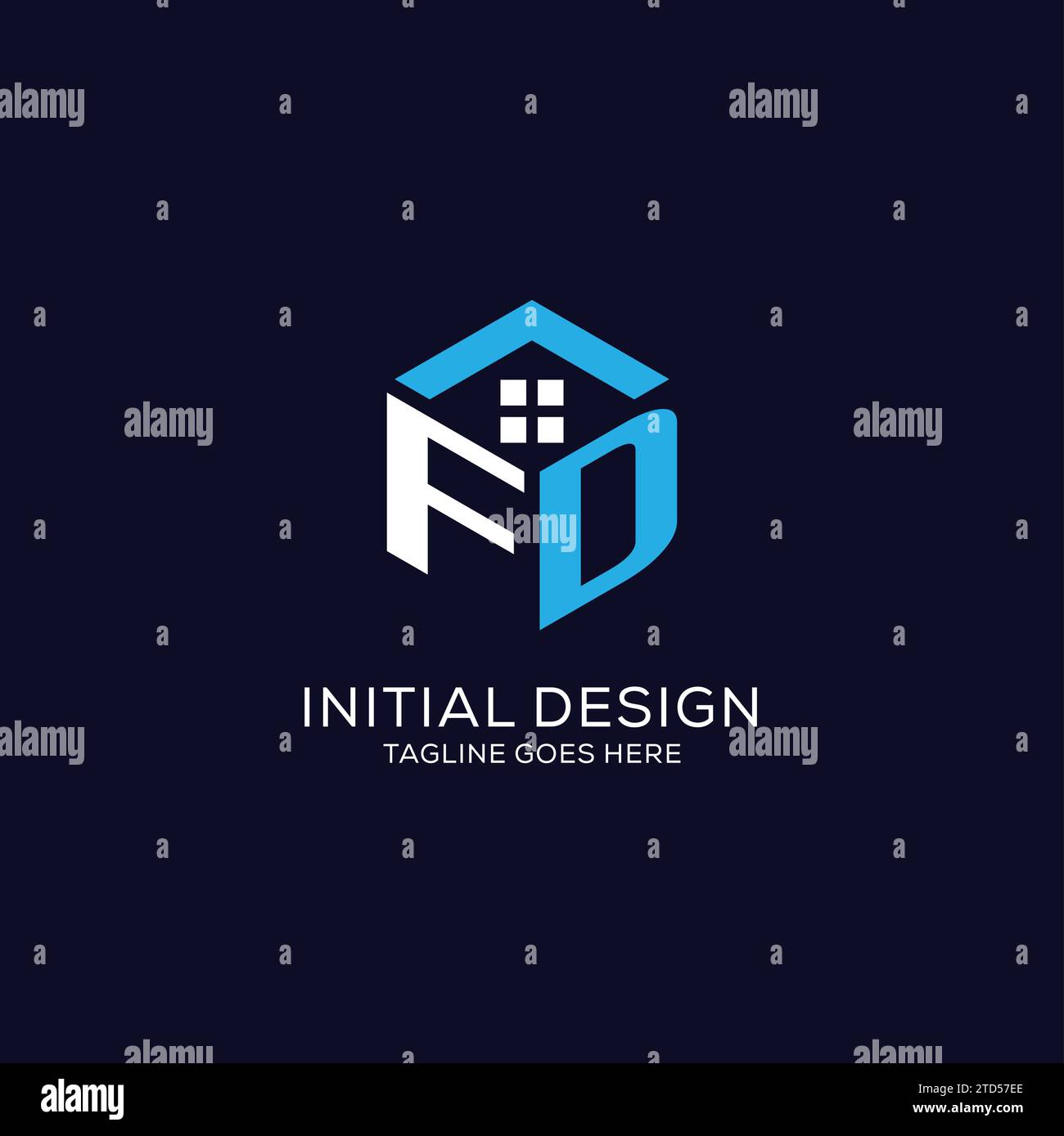 Initial logo FD monogram with abstract house hexagon shape, clean and ...