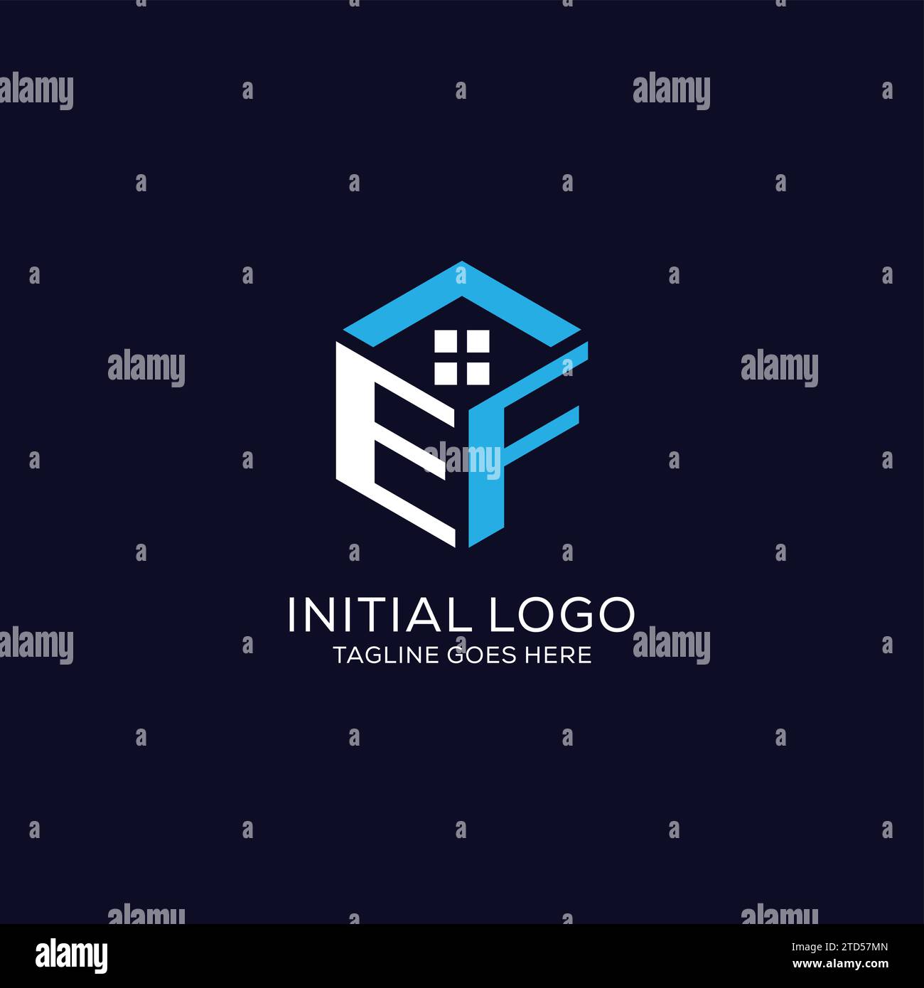 Initial logo EF monogram with abstract house hexagon shape, clean and ...