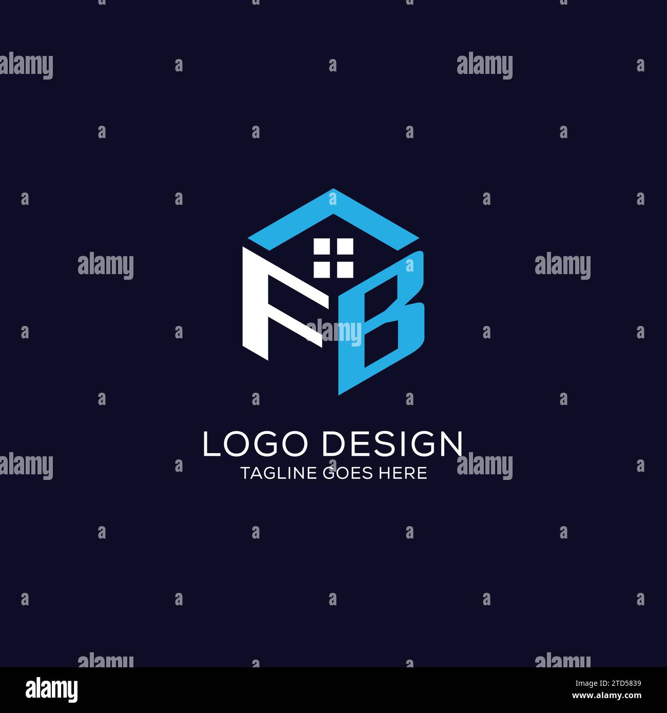 Initial logo FB monogram with abstract house hexagon shape, clean and ...