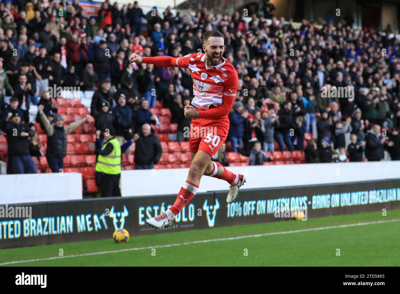 Adam Phillips #30 of Barnsley celebrates his goal to make it 1-0 during ...