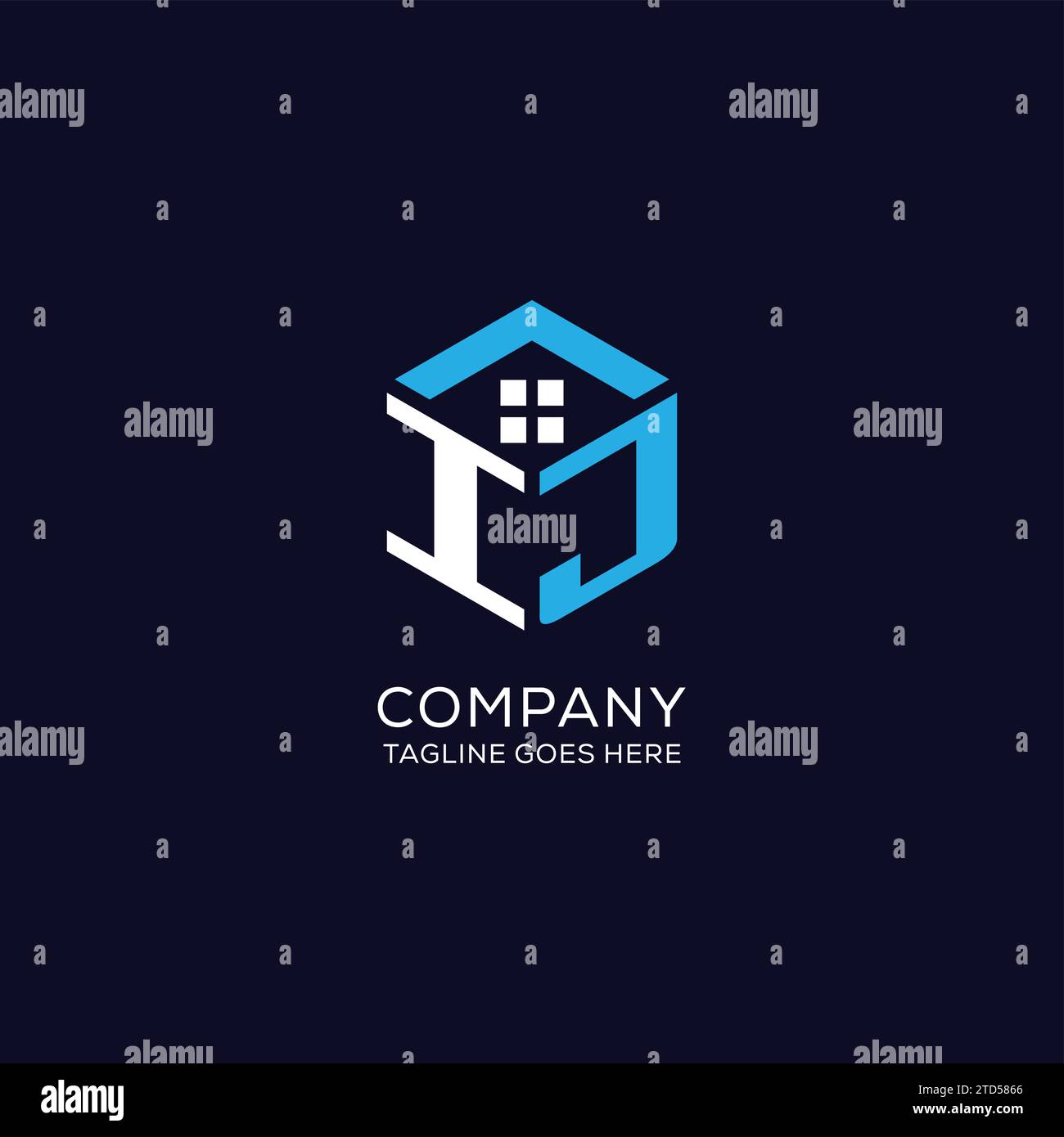 Initial logo IJ monogram with abstract house hexagon shape, clean and ...