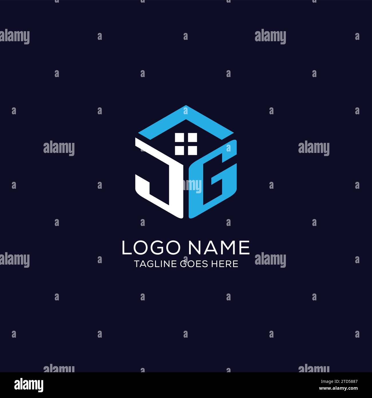 Initial logo JG monogram with abstract house hexagon shape, clean and elegant real estate logo ...
