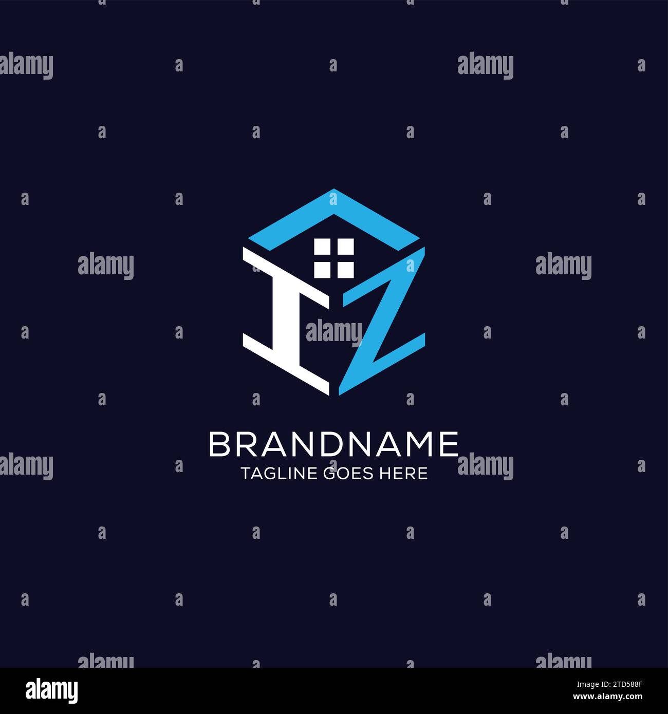Initial logo IZ monogram with abstract house hexagon shape, clean and ...