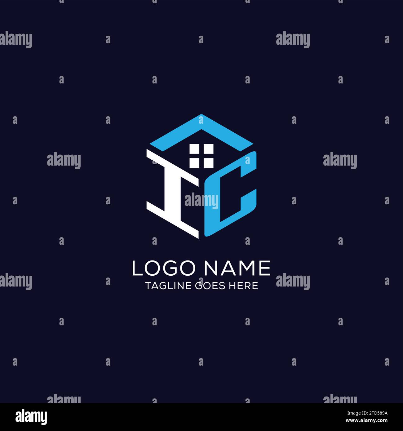 Initial logo IC monogram with abstract house hexagon shape, clean and ...
