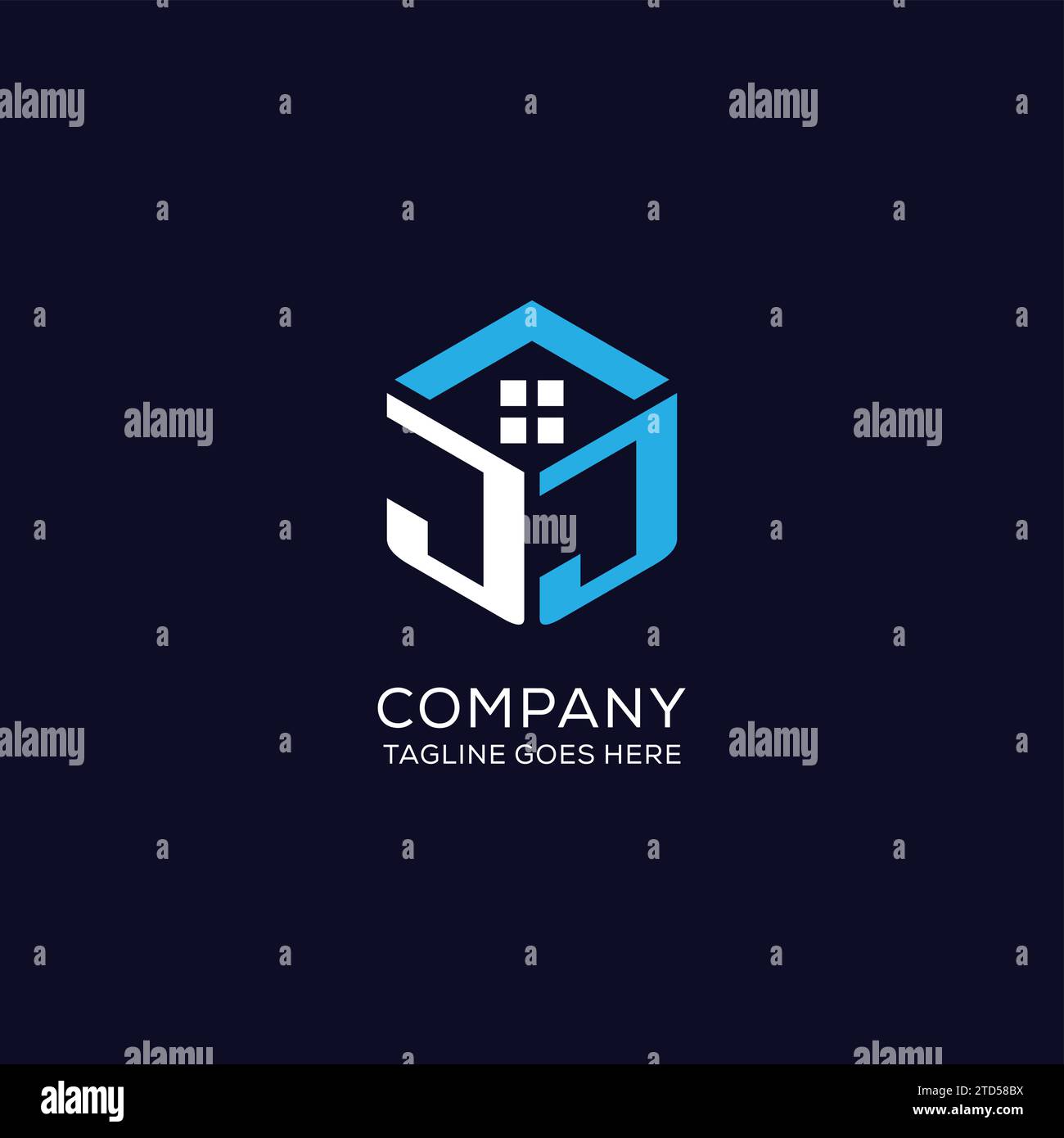 Initial logo JJ monogram with abstract house hexagon shape, clean and elegant real estate logo ...