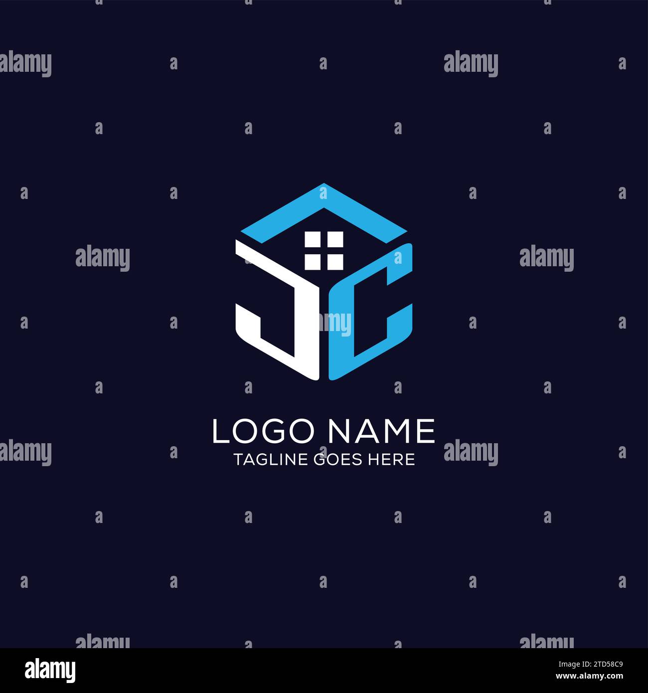 Initial logo JC monogram with abstract house hexagon shape, clean and ...