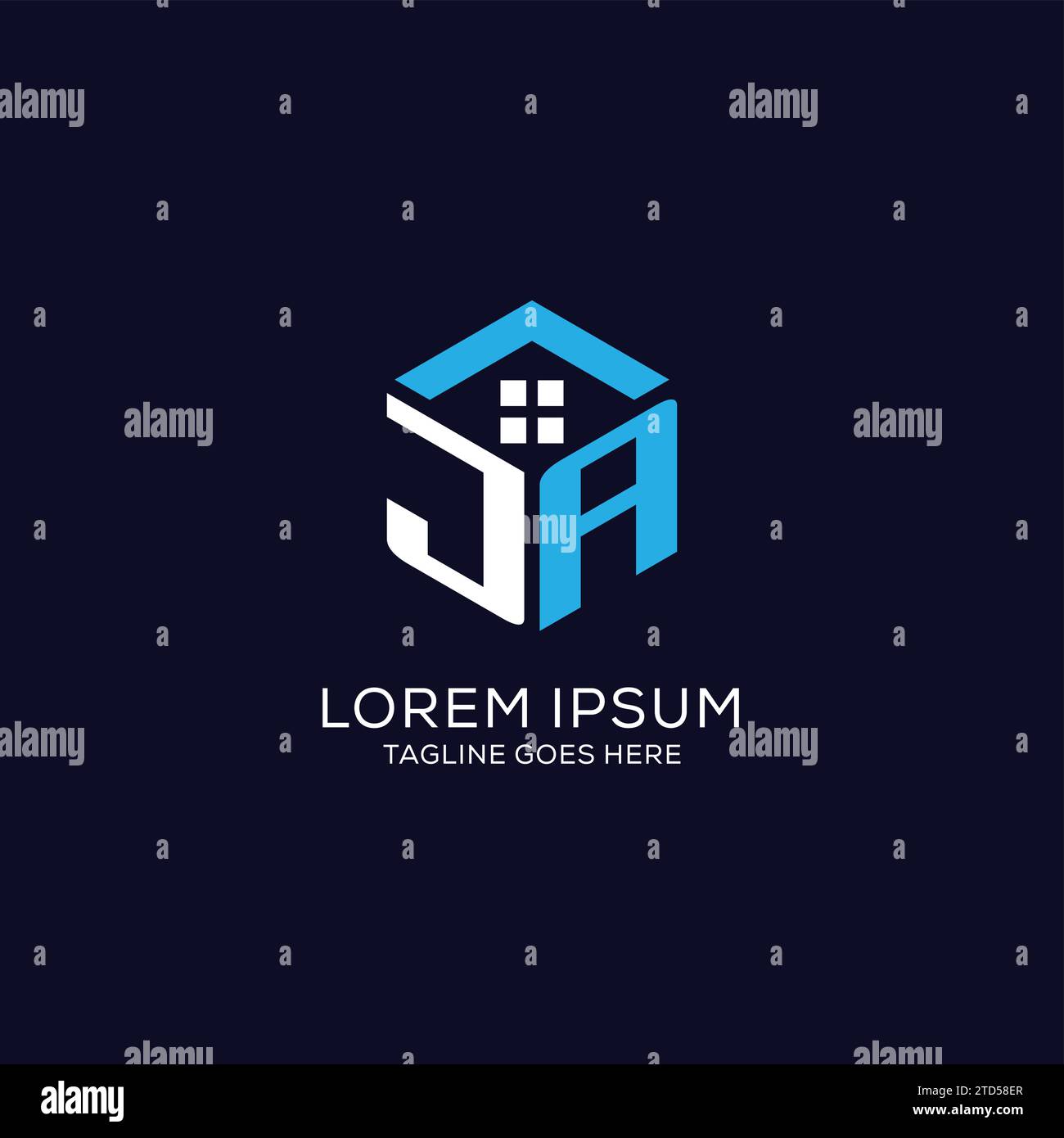 Initial logo JA monogram with abstract house hexagon shape, clean and ...