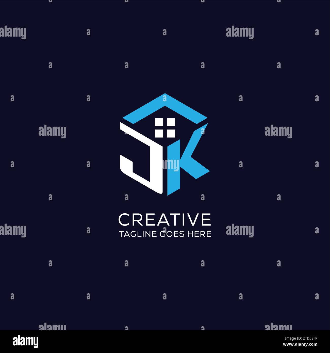 Initial logo JK monogram with abstract house hexagon shape, clean and ...
