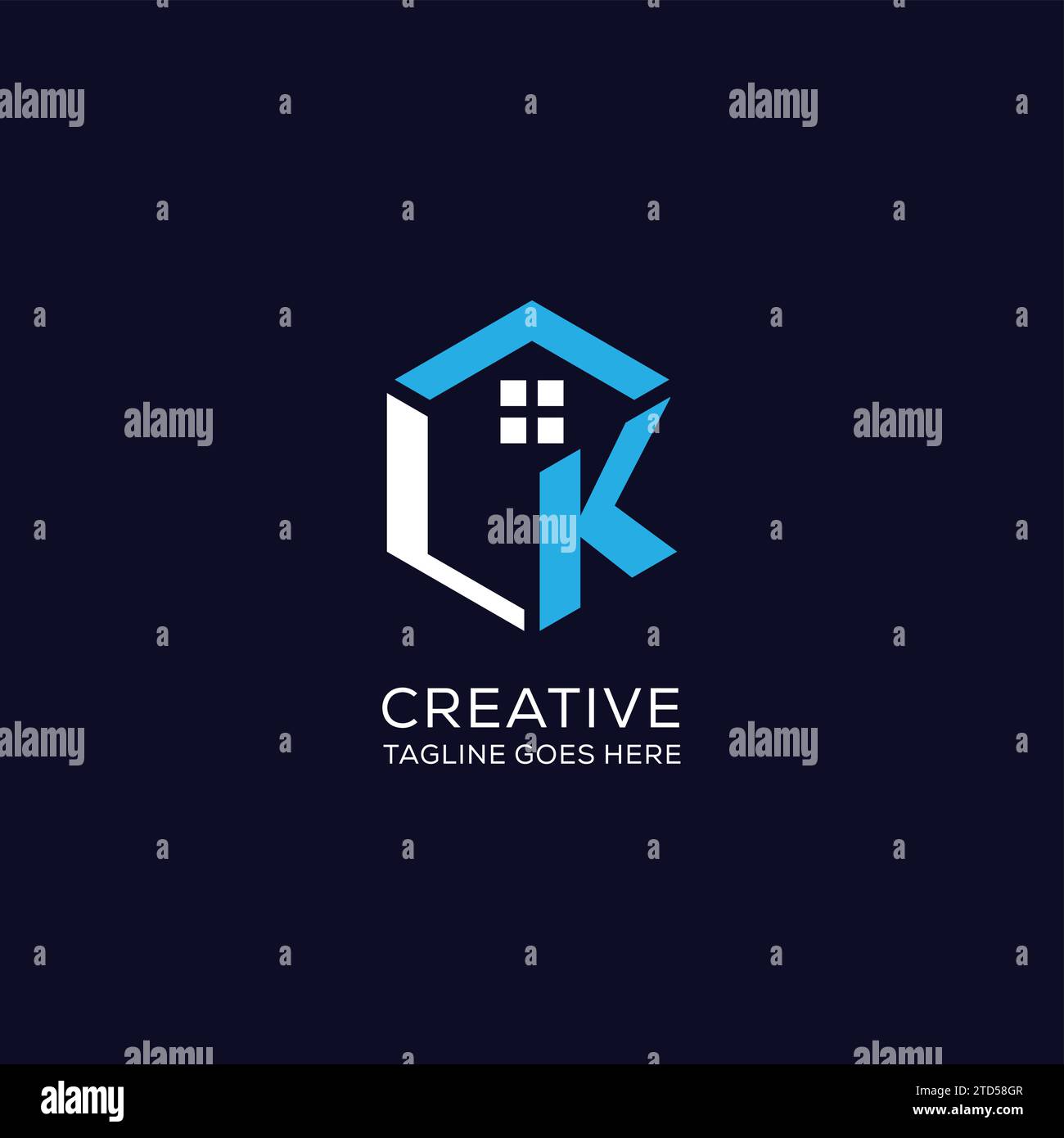 Initial logo LK monogram with abstract house hexagon shape, clean and ...