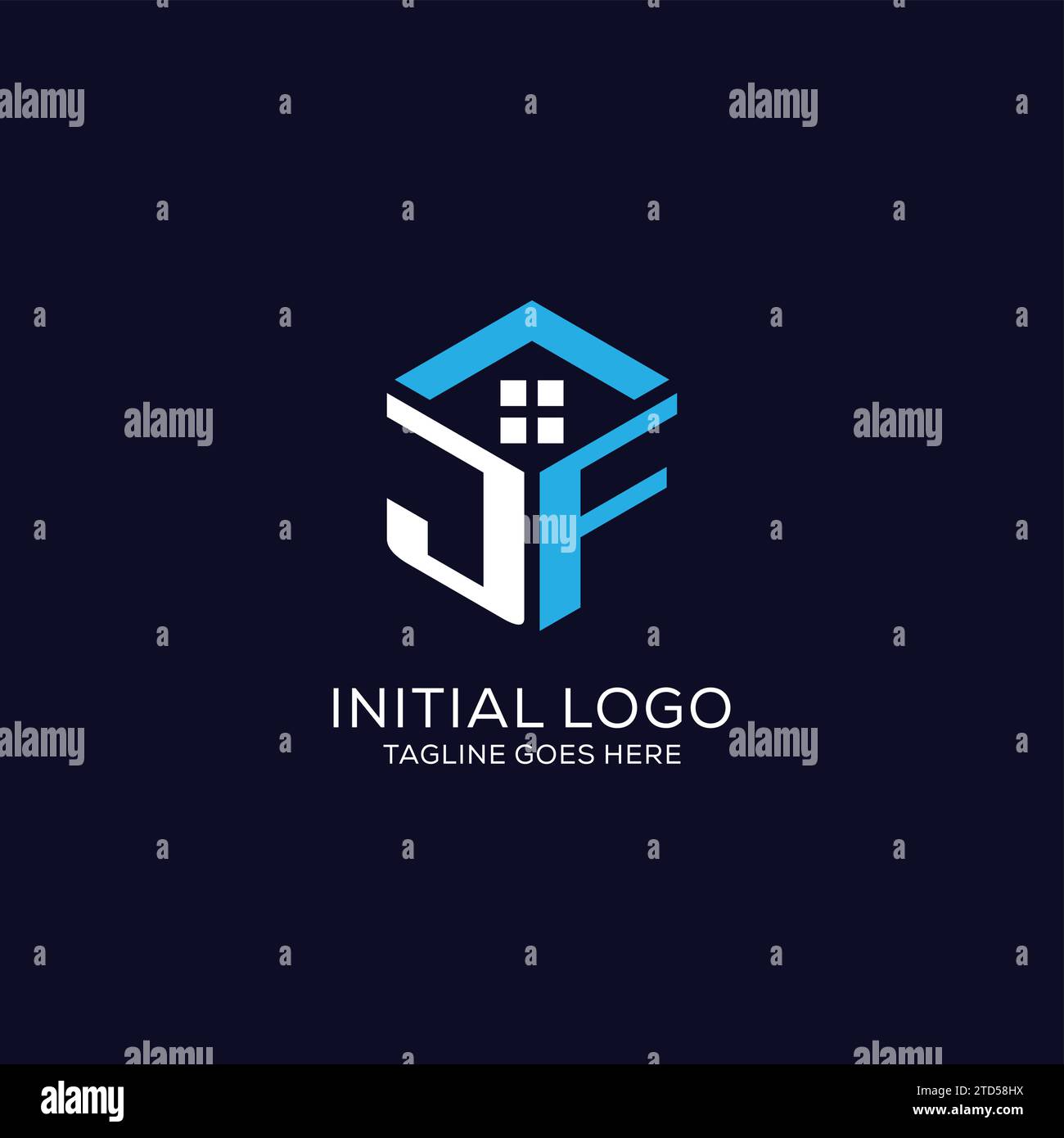 Initial logo JF monogram with abstract house hexagon shape, clean and elegant real estate logo ...