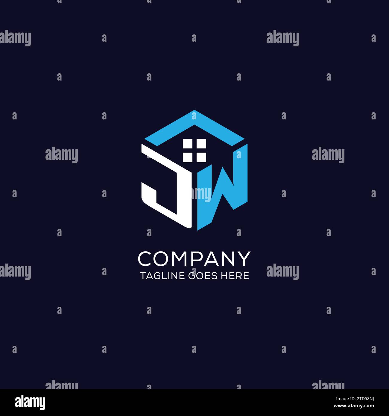 Initial logo JW monogram with abstract house hexagon shape, clean and elegant real estate logo ...
