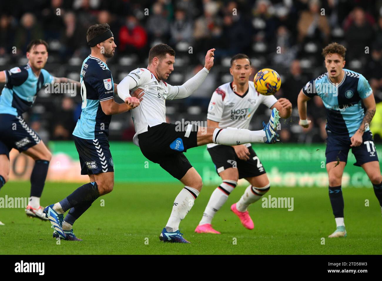 Derby, UK. 16th Dec, 2023. James Collins of Derby County in action ...