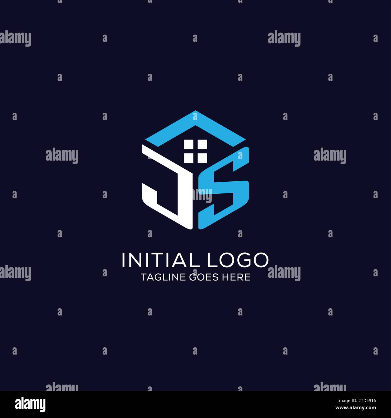 Initial logo JS monogram with abstract house hexagon shape, clean and ...