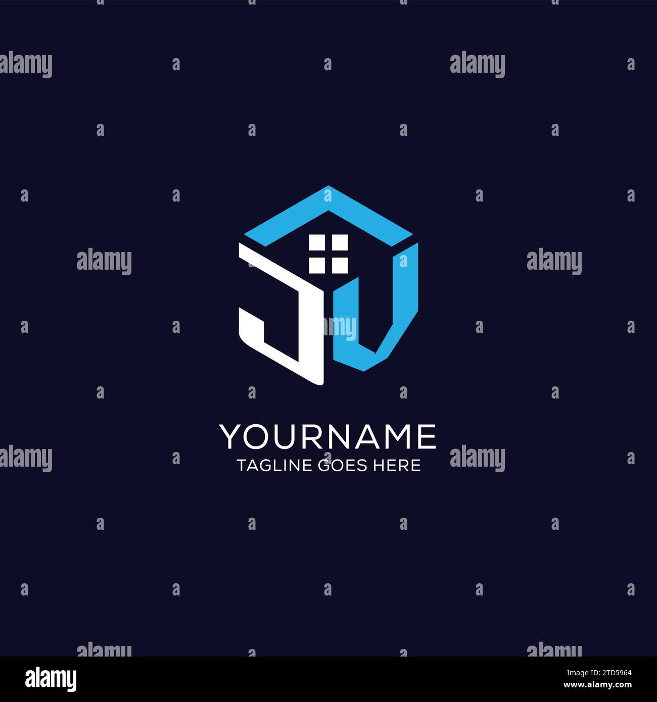 Initial logo JV monogram with abstract house hexagon shape, clean and ...