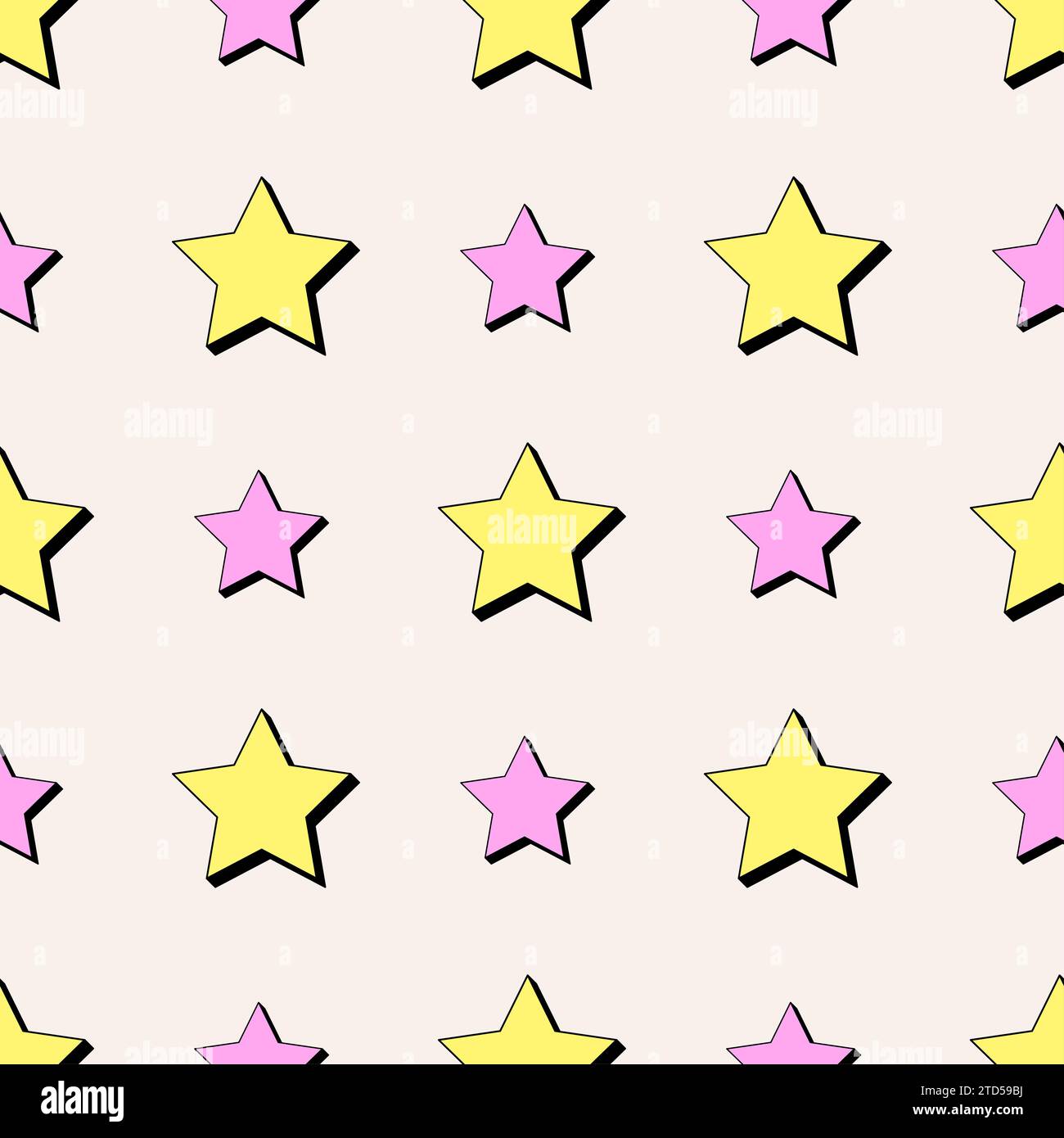 Abstract geometric background with pink and yellow stars. Retro Y2K ...