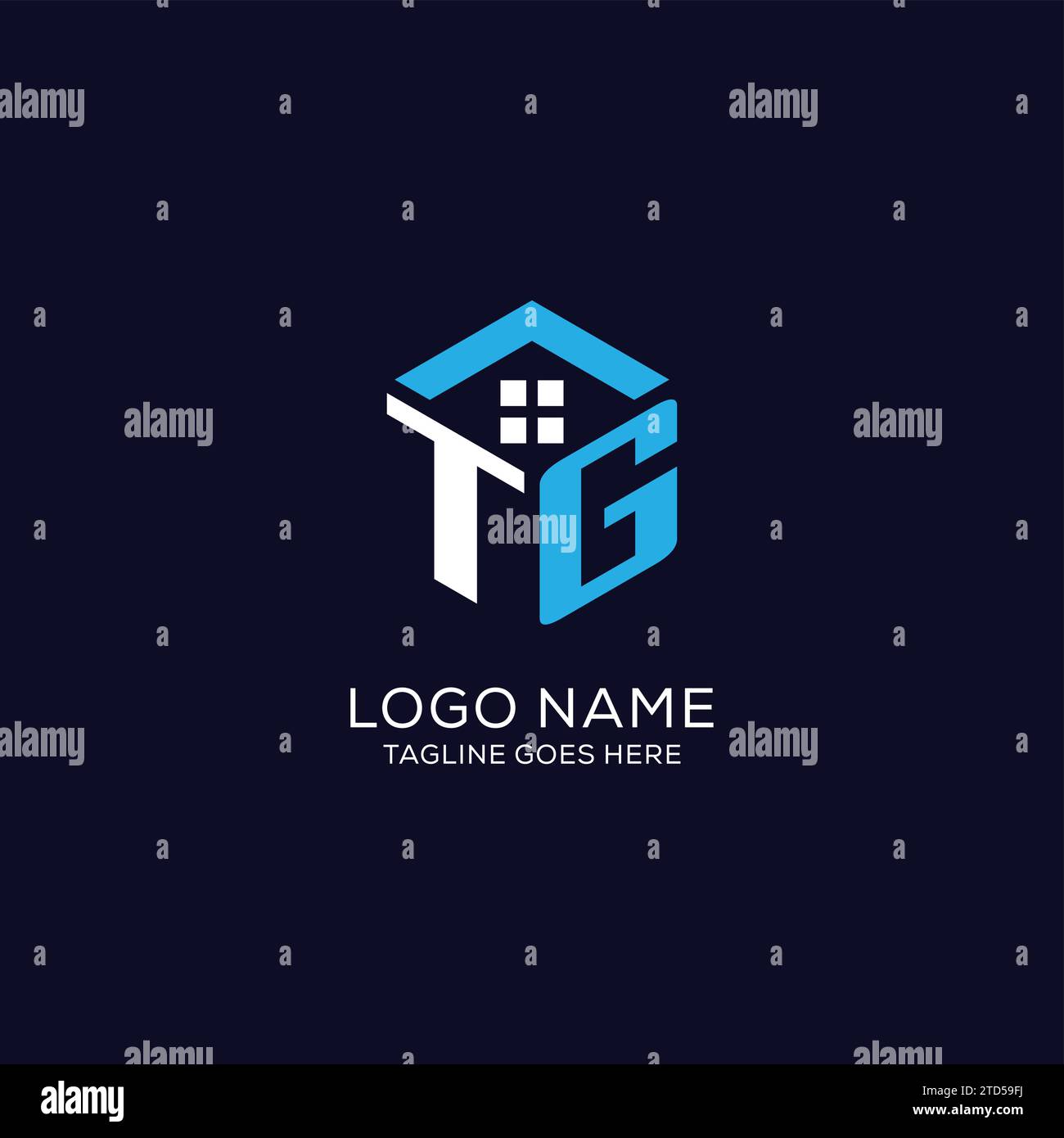 Initial logo TG monogram with abstract house hexagon shape, clean and ...