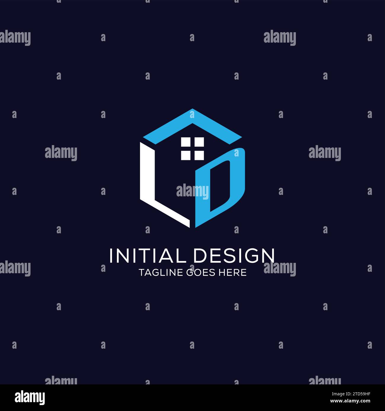 Initial logo LD monogram with abstract house hexagon shape, clean and ...