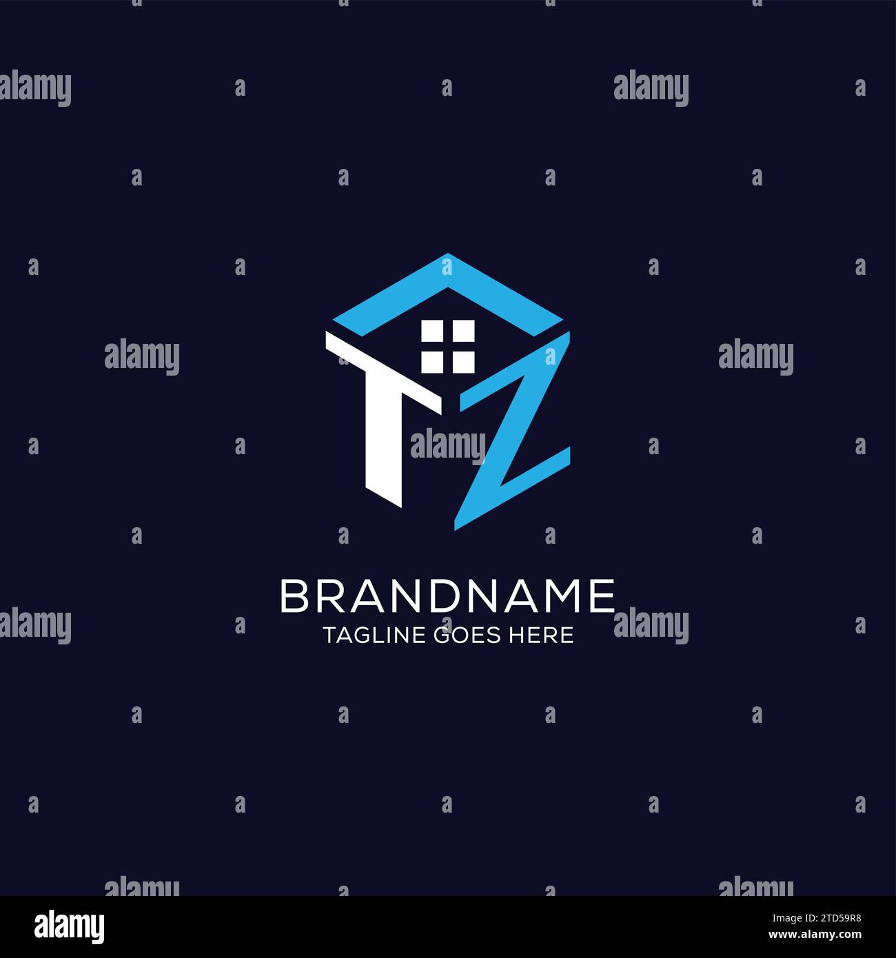 Initial logo TZ monogram with abstract house hexagon shape, clean and elegant real estate logo ...