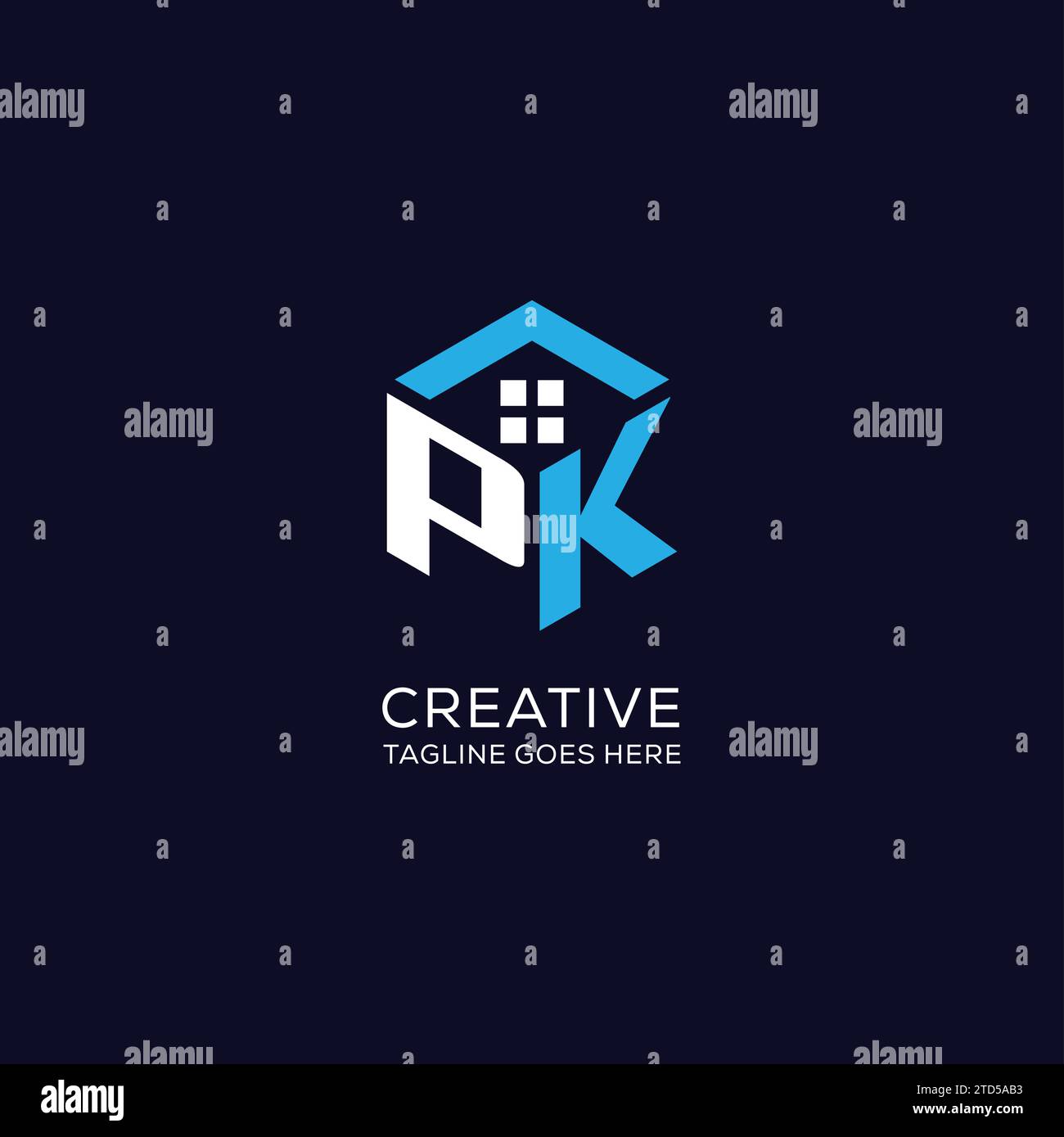 Initial logo PK monogram with abstract house hexagon shape, clean and ...