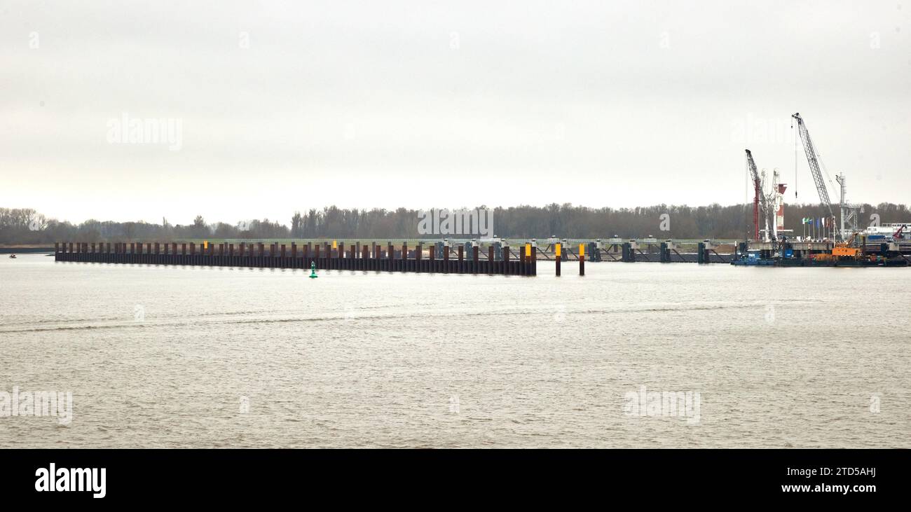 16 December 2023, Lower Saxony, Stade: View of dolphins (l) and the ...