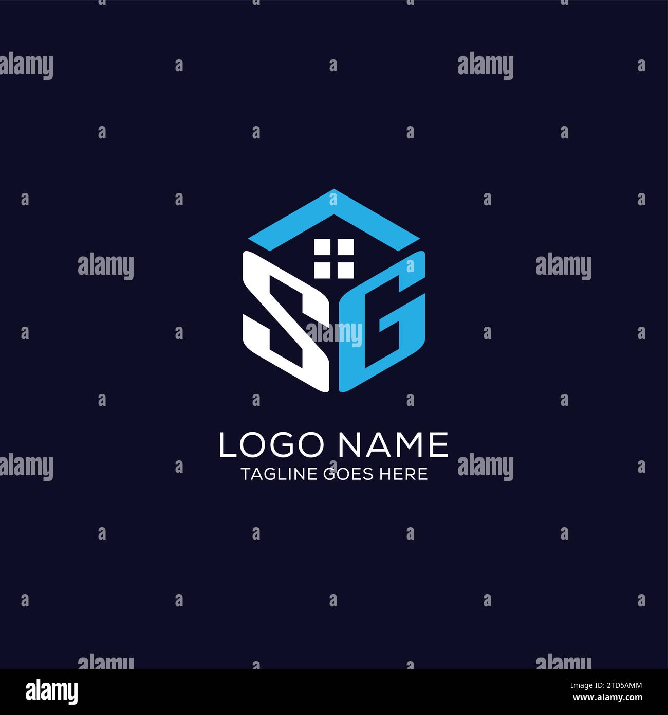 Initial logo SG monogram with abstract house hexagon shape, clean and ...