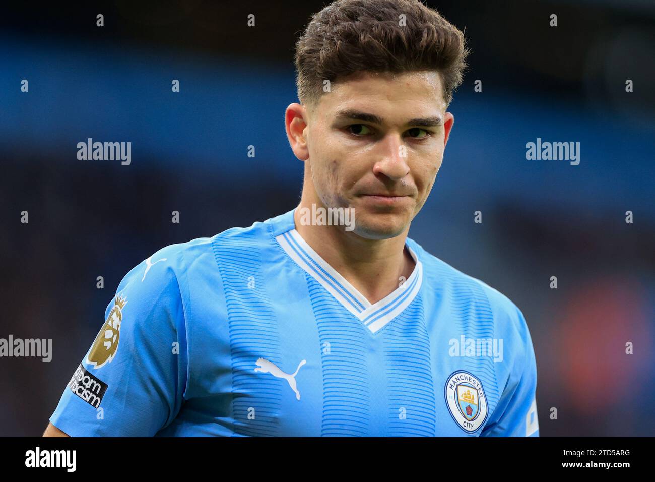 Julian Alvarez #19 of Manchester City during the Premier League match ...