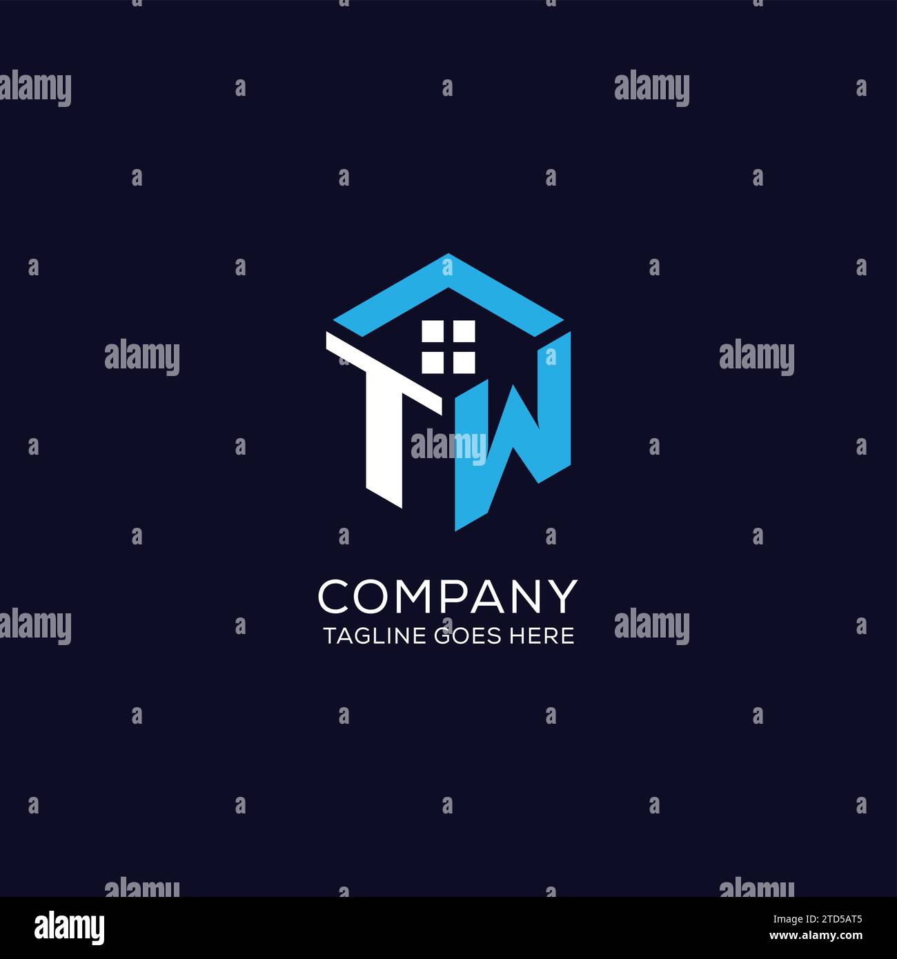Initial logo TW monogram with abstract house hexagon shape, clean and ...