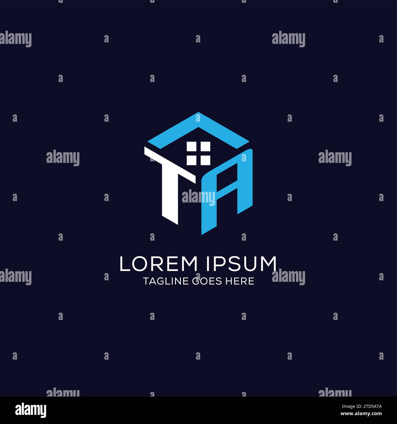 Initial logo TA monogram with abstract house hexagon shape, clean and ...