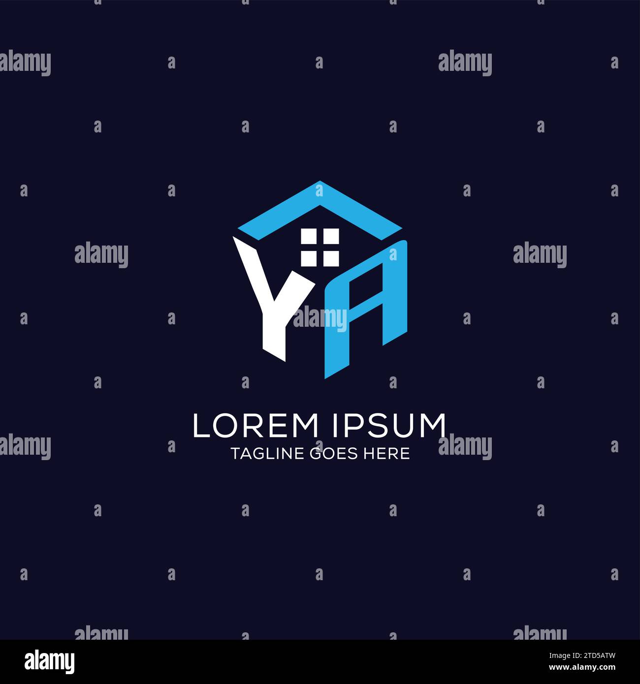 Initial logo YA monogram with abstract house hexagon shape, clean and ...