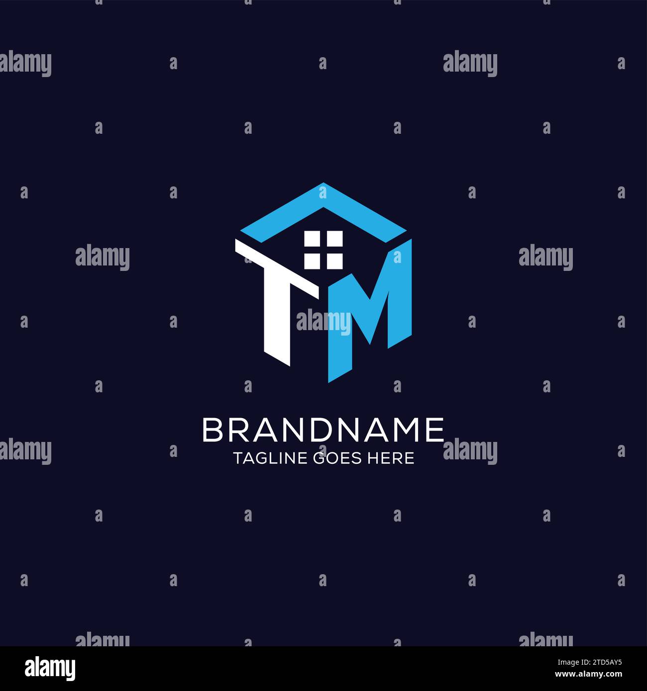 Initial logo TM monogram with abstract house hexagon shape, clean and ...