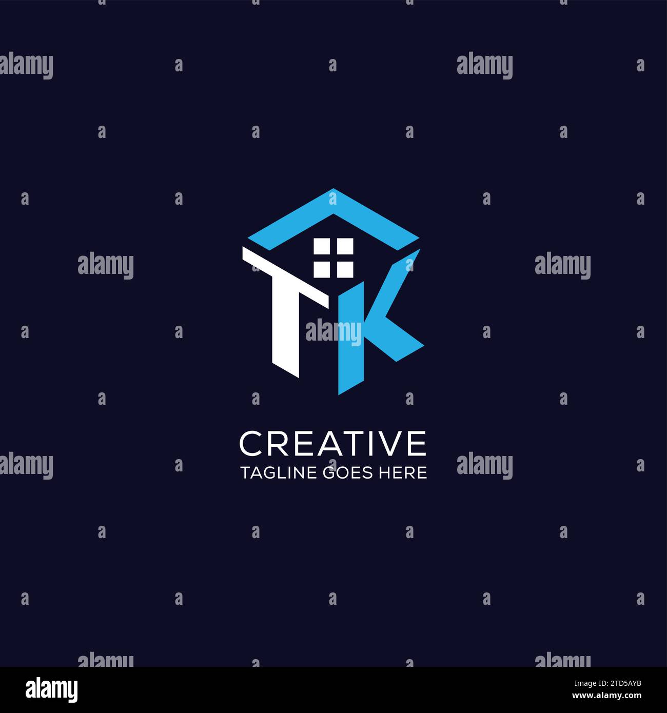 Initial logo TK monogram with abstract house hexagon shape, clean and ...