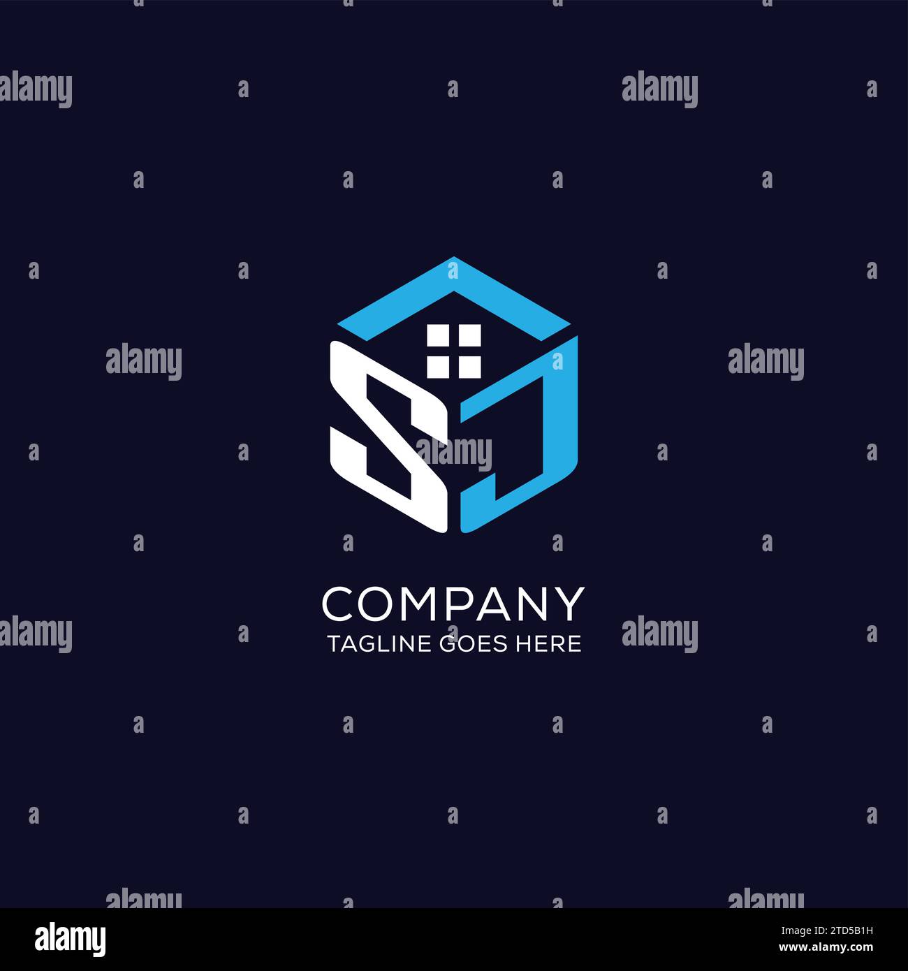 Initial logo SJ monogram with abstract house hexagon shape, clean and ...