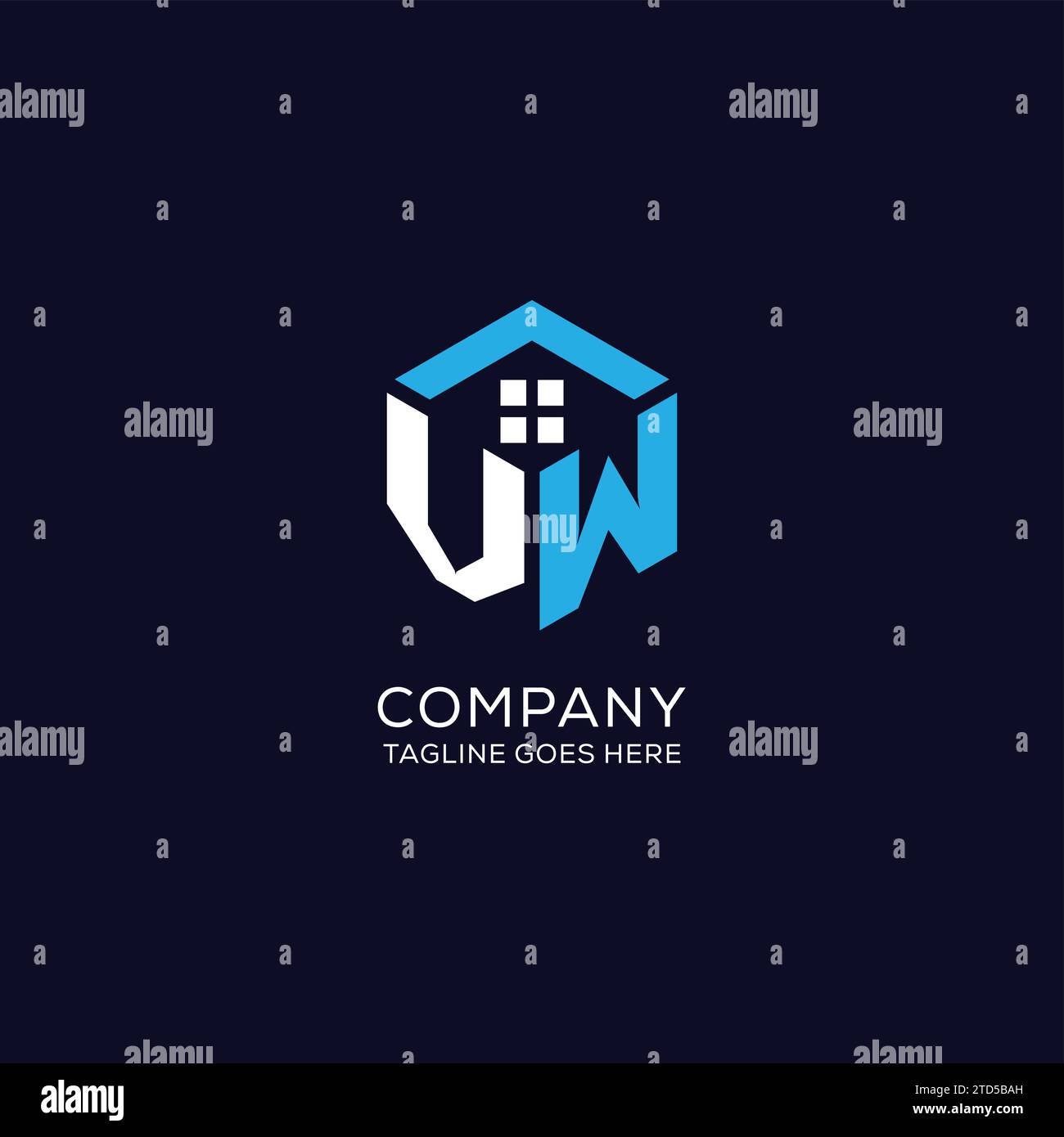 Initial logo VW monogram with abstract house hexagon shape, clean and ...