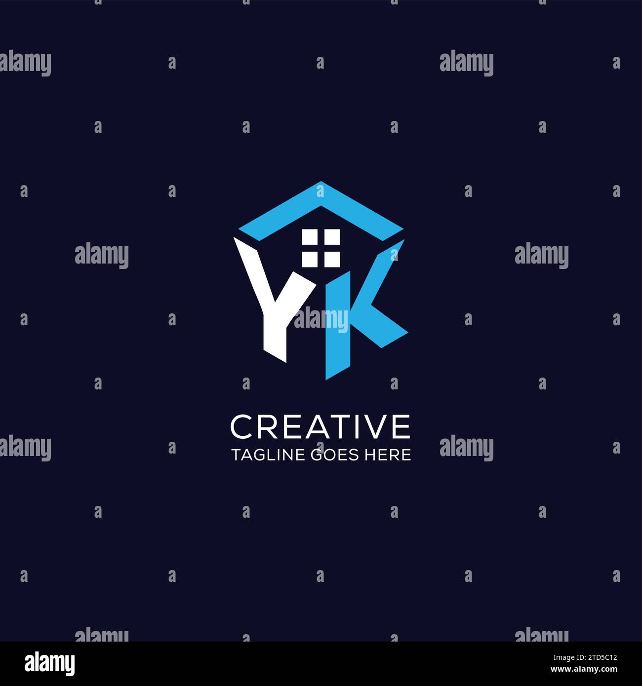 Initial logo YK monogram with abstract house hexagon shape, clean and ...
