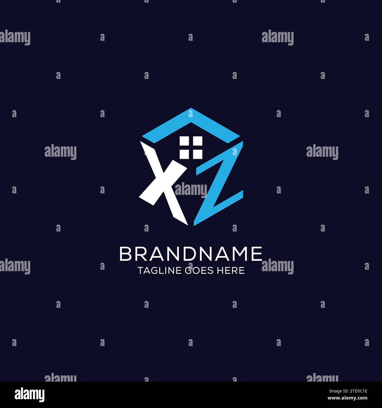 Initial logo XZ monogram with abstract house hexagon shape, clean and ...