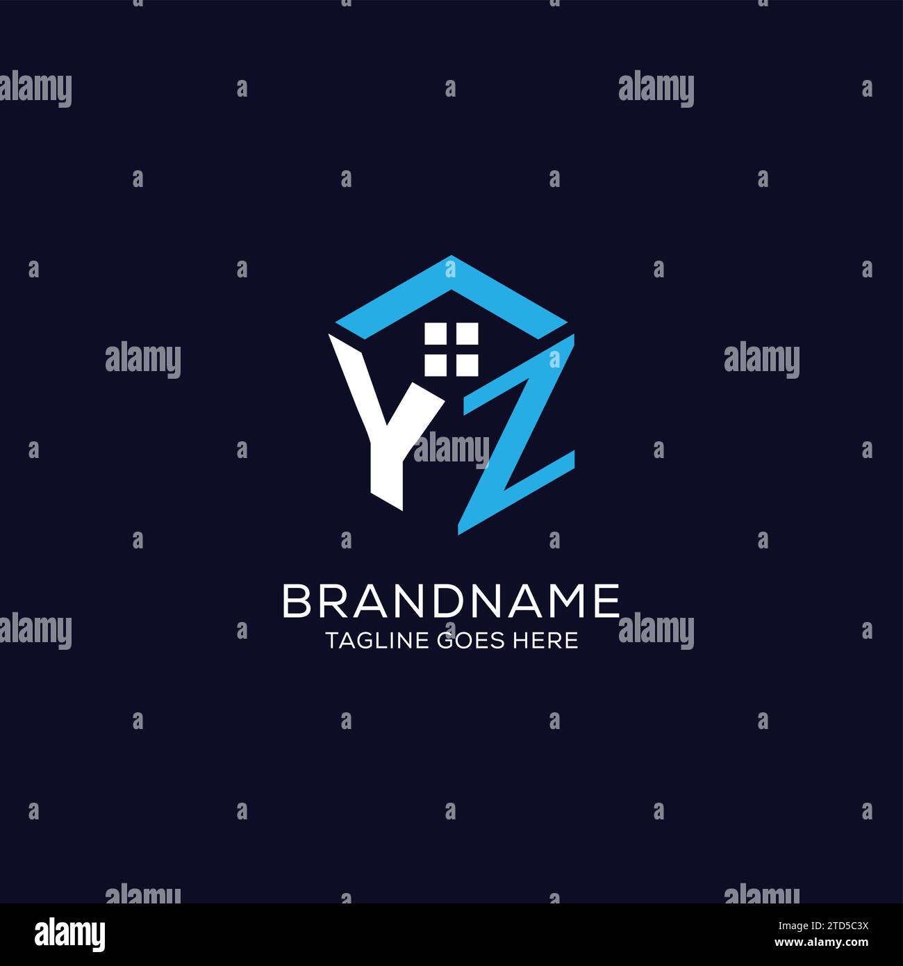 Initial logo YZ monogram with abstract house hexagon shape, clean and elegant real estate logo ...