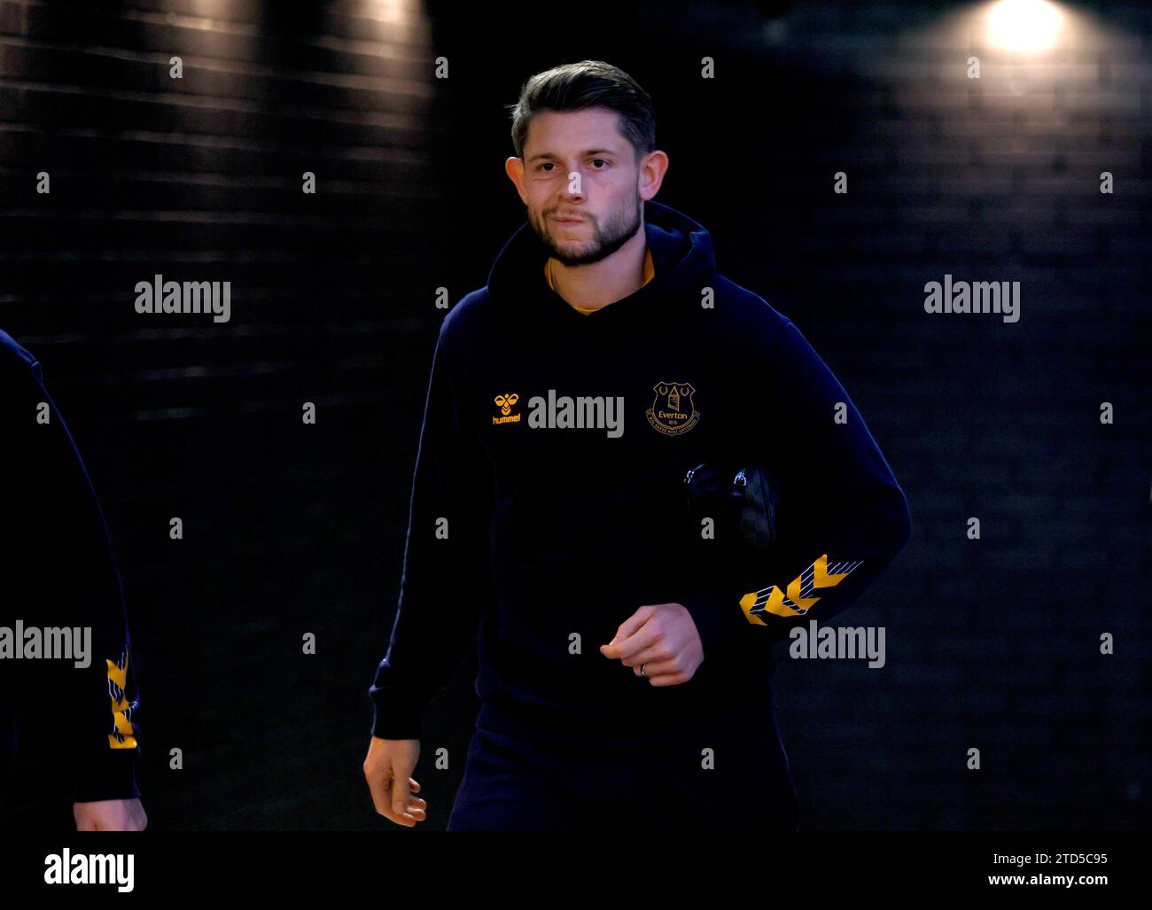 Everton's James Tarkowski arrives at the stadium ahead of the Premier ...