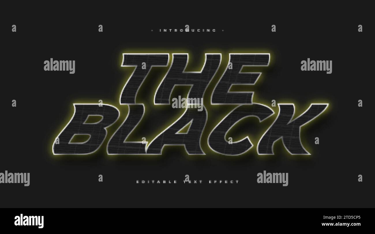 Bold Black Text Style with Glowing and Wavy Effect. Editable Text Style ...