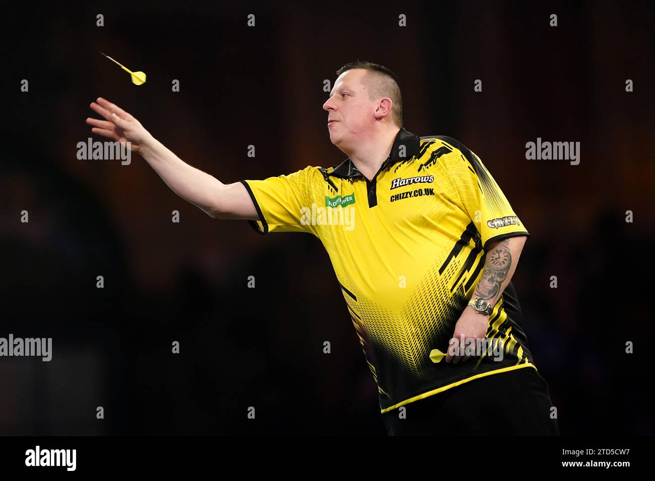Dave Chisnall in action against Cameron Menzies (not pictured) on day ...