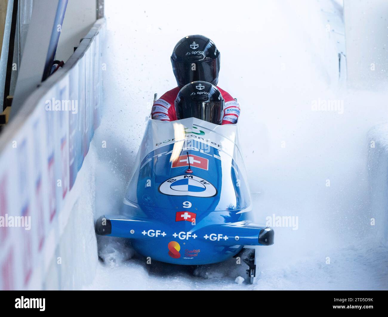 Cedric Follador, Gregory Jones (Schweiz) im Ziel, AUT, IBSF BMW Bob ...