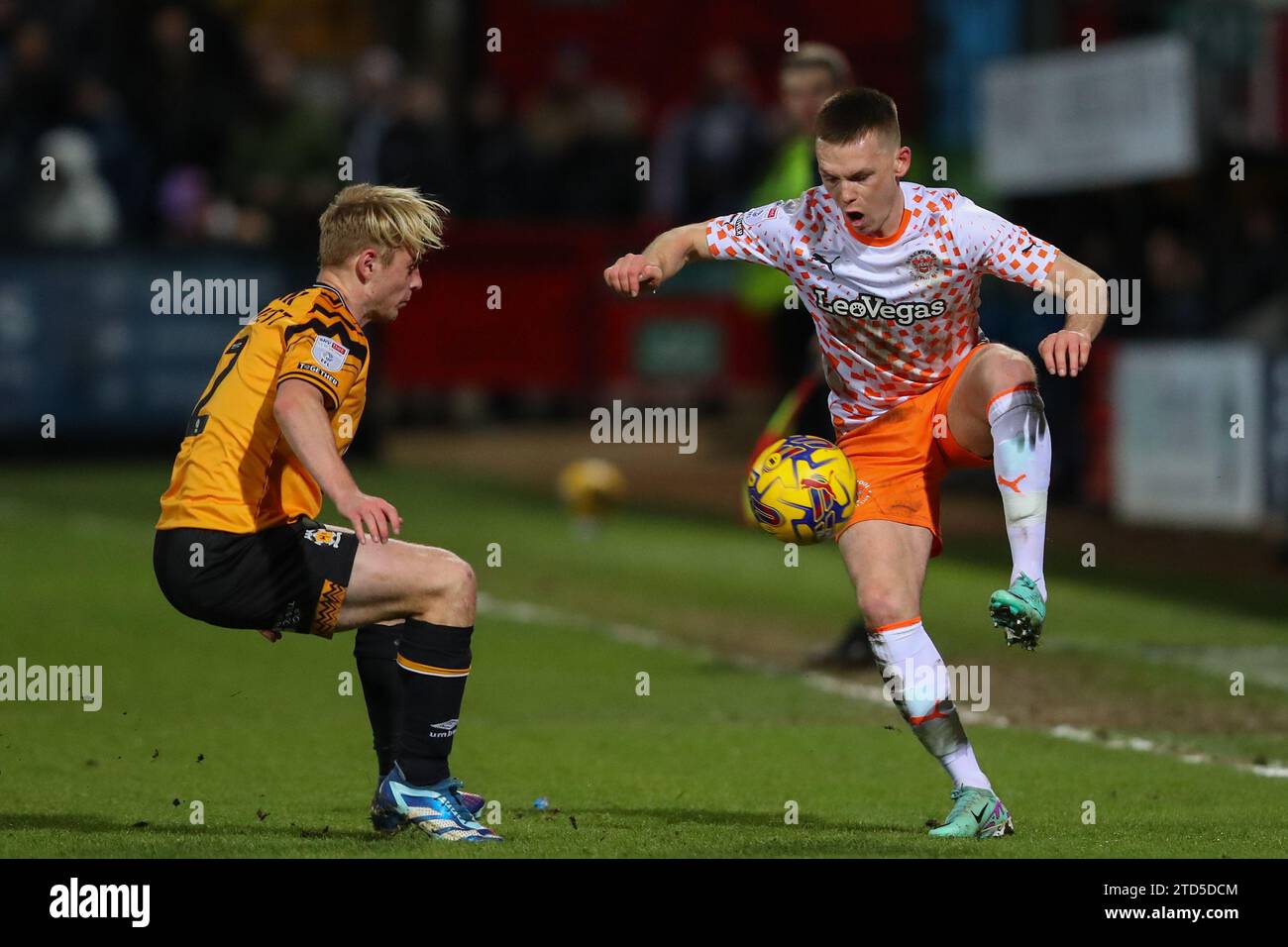 Andy Lyons #24 of Blackpool controls the ball during the Sky Bet League ...