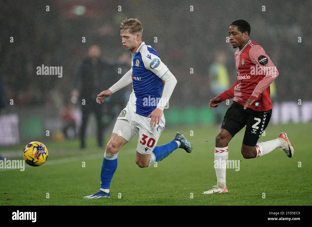 Blackburn Rovers' Jake Garrett breaks past Southampton's Kyle Walker ...