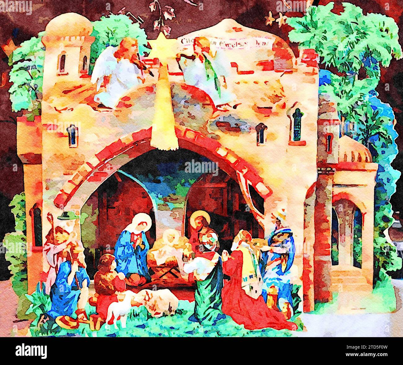 A nativity scene shines in homes where this tradition exists Stock ...