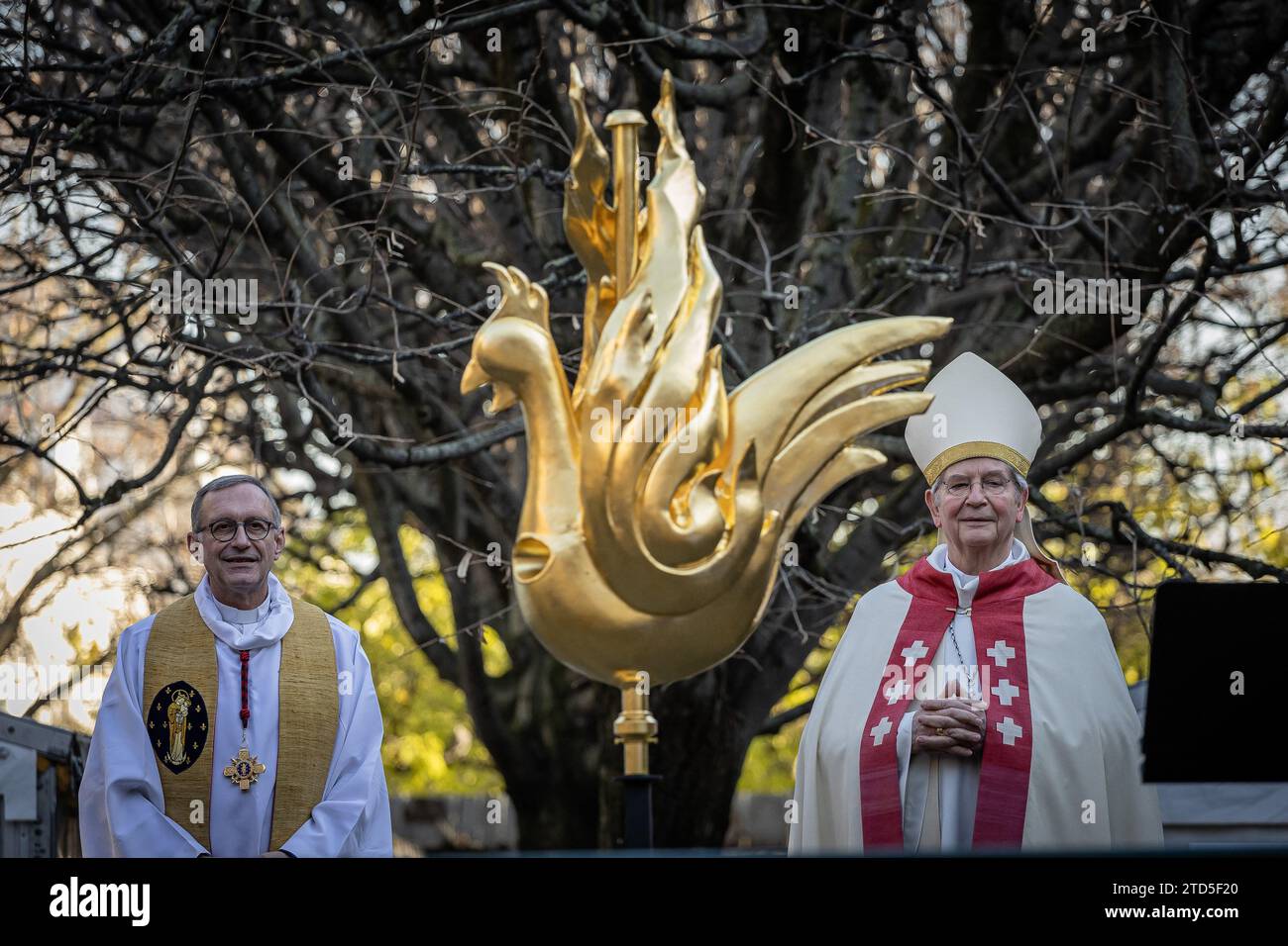 Archbishop Laurent Ulrich (R) of Paris and Mgr Olivier Ribadeau Dumas ...
