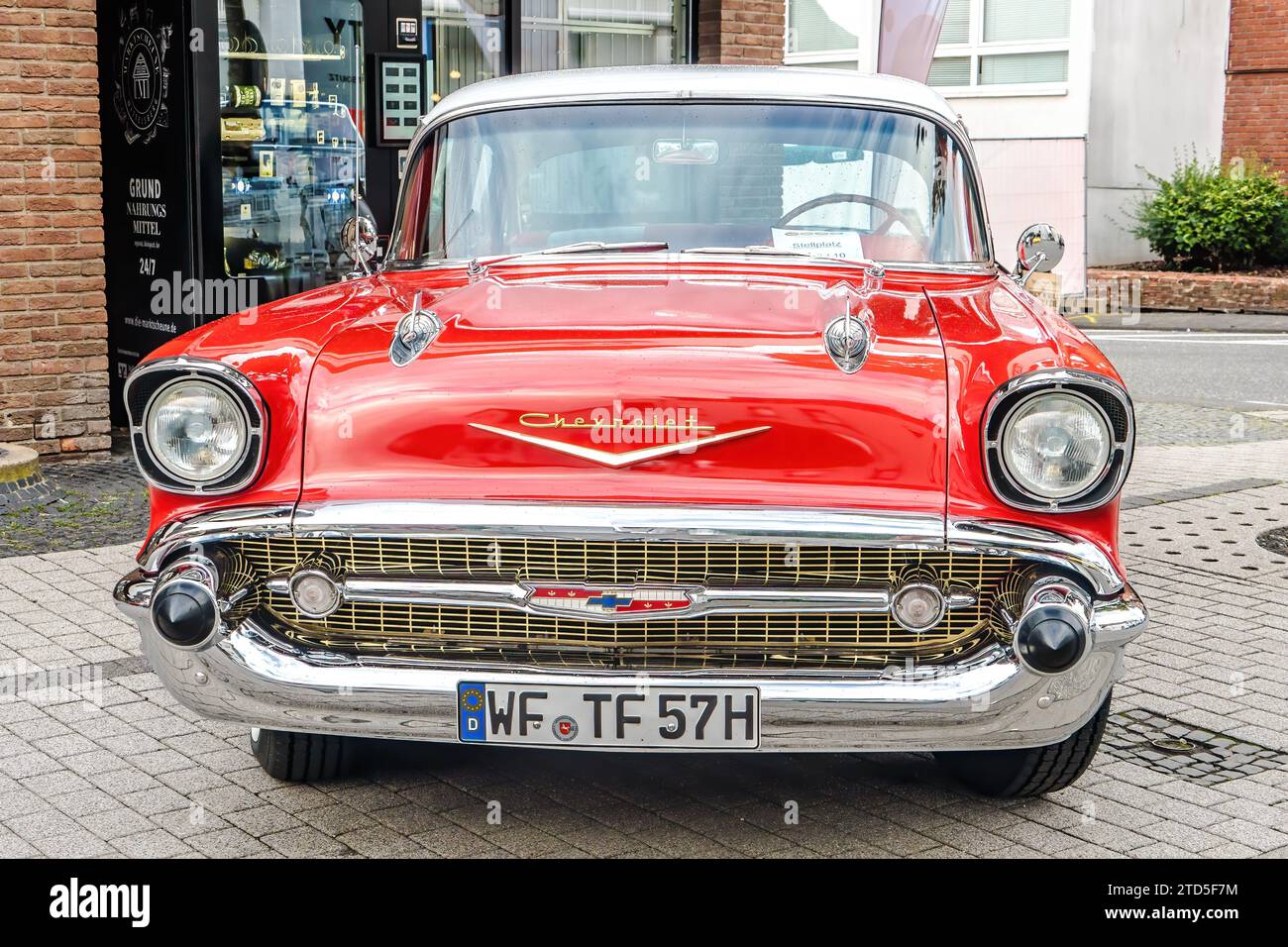 WETTENBERG, HESSE, GERMANY - 07 - 28 - 2023: Front of Red CHEVROLET ...