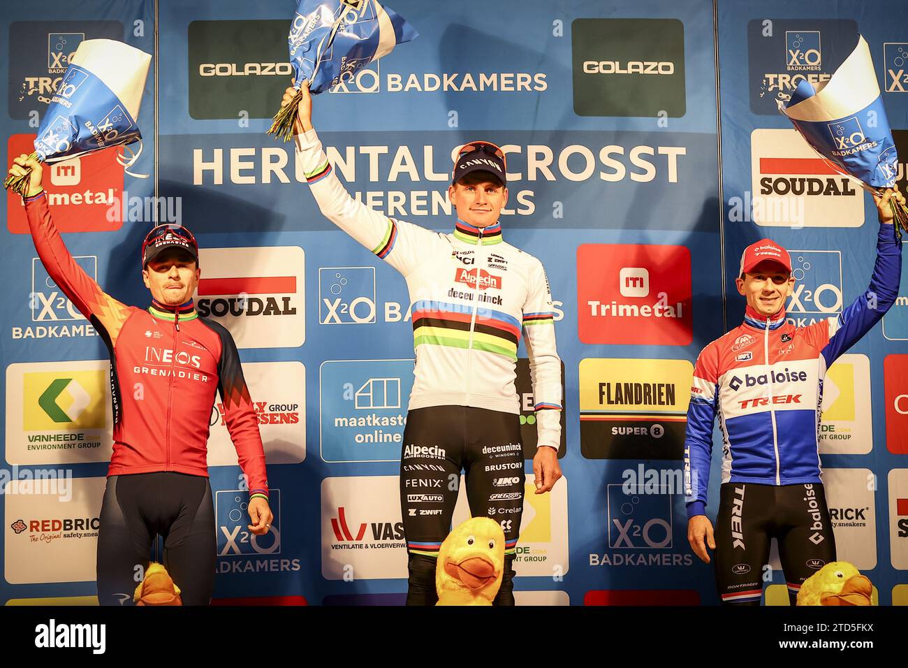 British Thomas Tom Pidcock, Dutch Mathieu Van Der Poel and Dutch Lars Van Der Haar pictured on ...